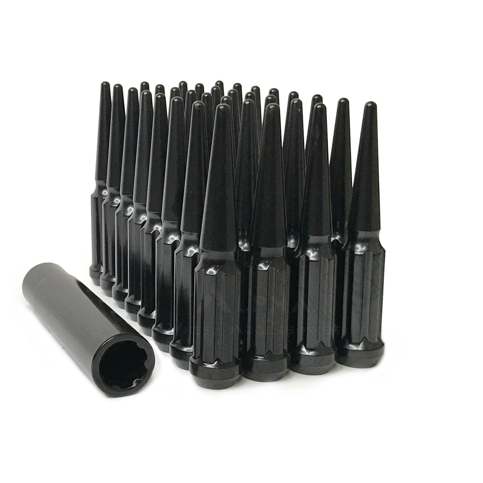 32 Black 14x2 Spline Spike Lug Nuts For 99-02 Ford F-250 F-350 ...