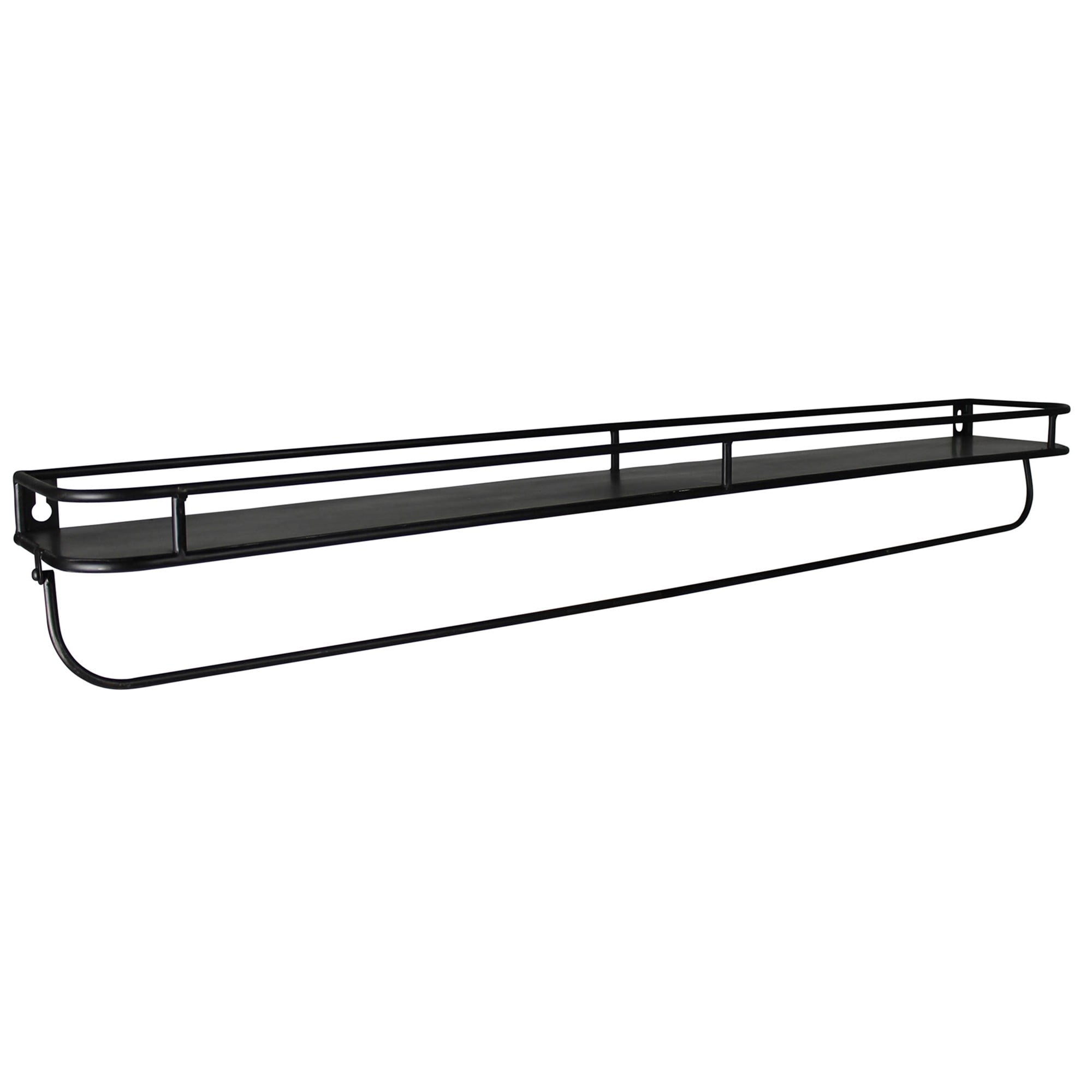 HomeRoots 32 in. Black Metal Shelving Unit, Rectangular Wall Mounted ...