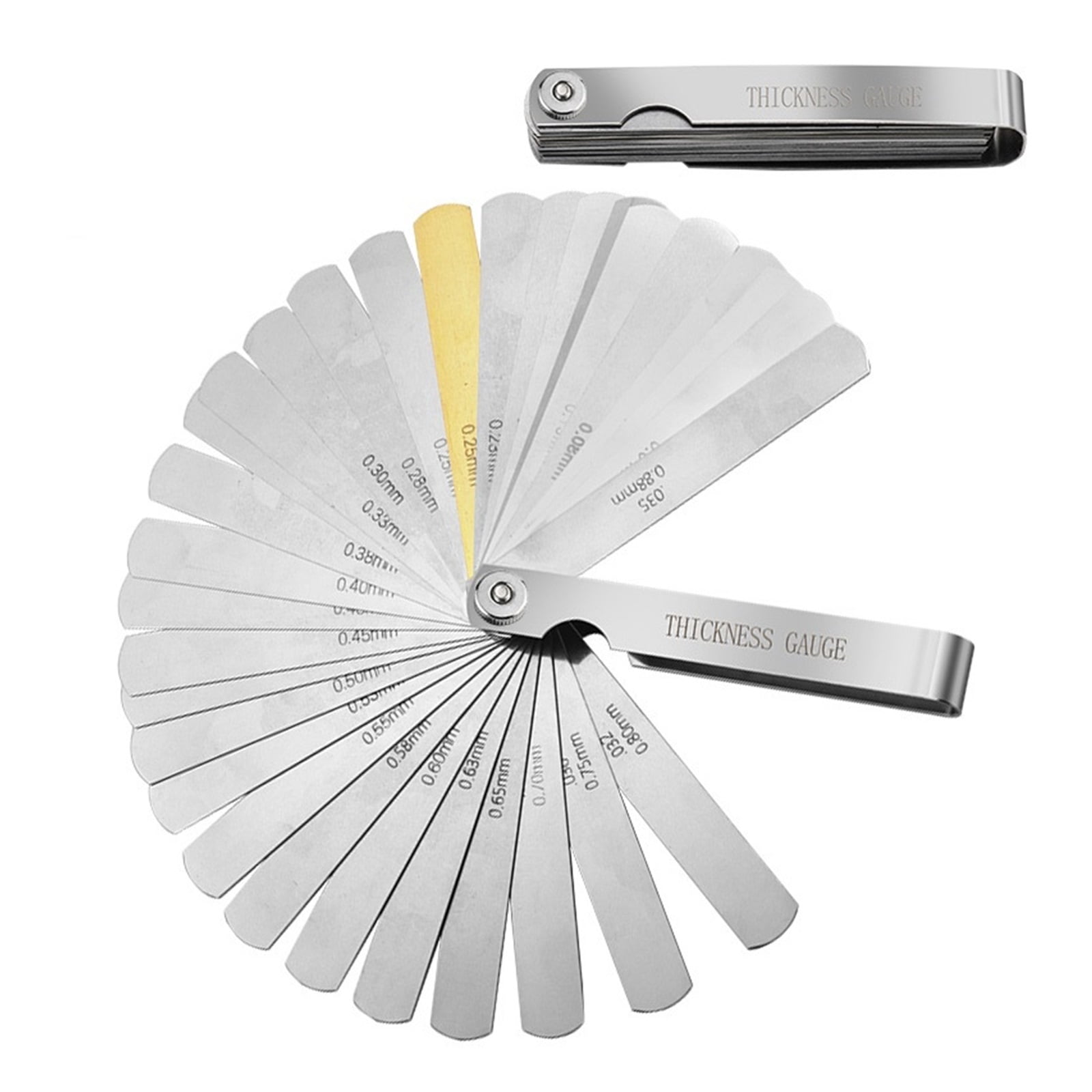 32 Blades Feeler Gauge Metric Gap Filler 0.04-0.88 mm Thickness Gage ...