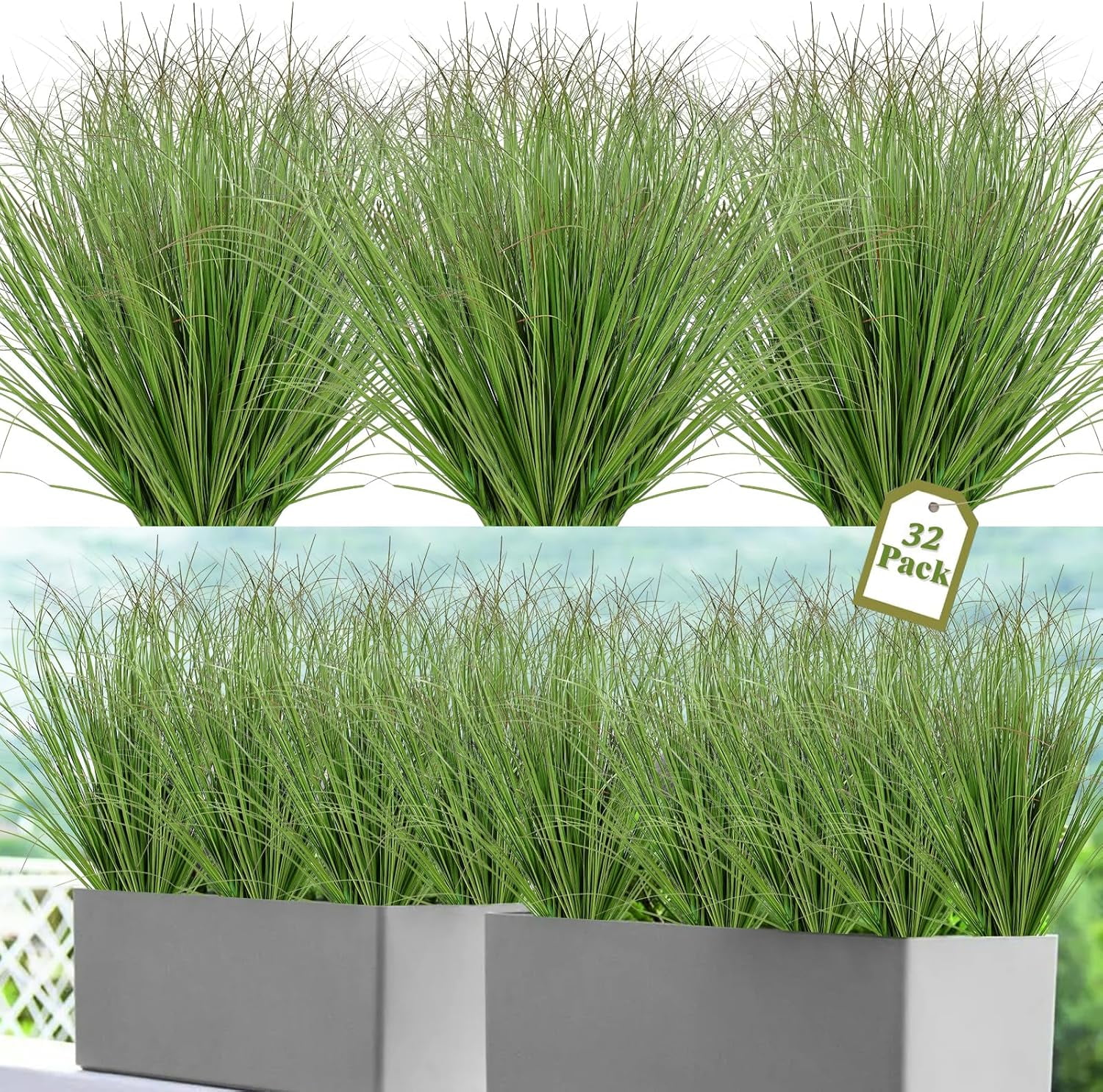 32 Bundles Artificial Plants Onion Grass Outdoor 20 Inch Tall Fake ...