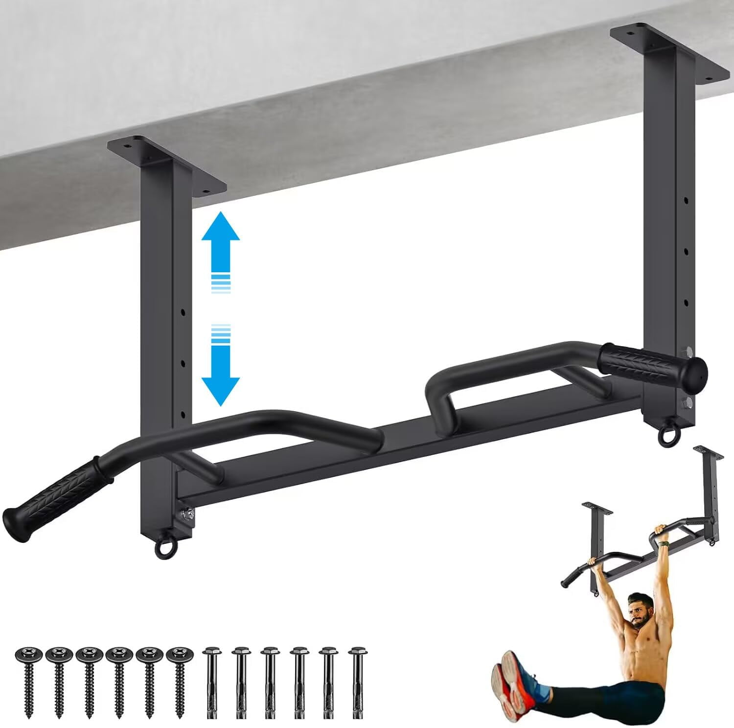 32" Ceiling Mounted Pull Up Bar - Heavy Duty, Highly Adjustable ...