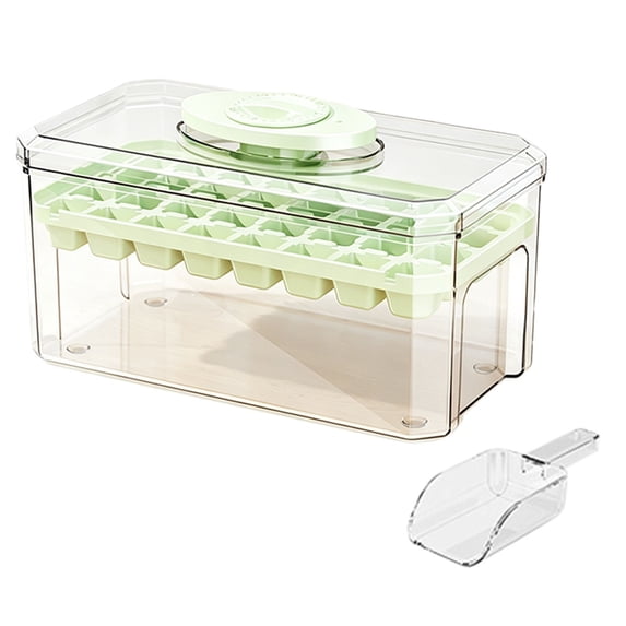 32-Cell Ice Cube Tray Set with Airtight Storage Box and Ice Scoop, Easy ...