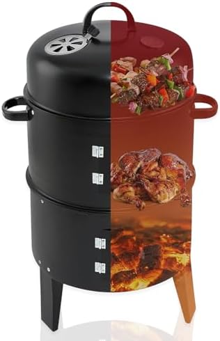 32" Charcoal Smoker BBQ Grill, 3IN1 Outdoor Vertical Smoke Portable ...