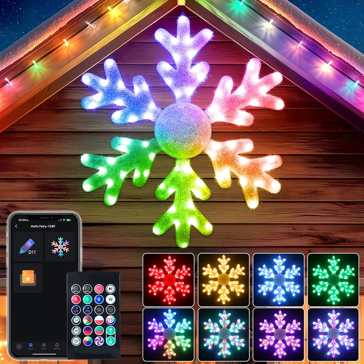 32" Christmas Big Snowflake Pre-lit Smart Lights DIY Color Changing 2 ...