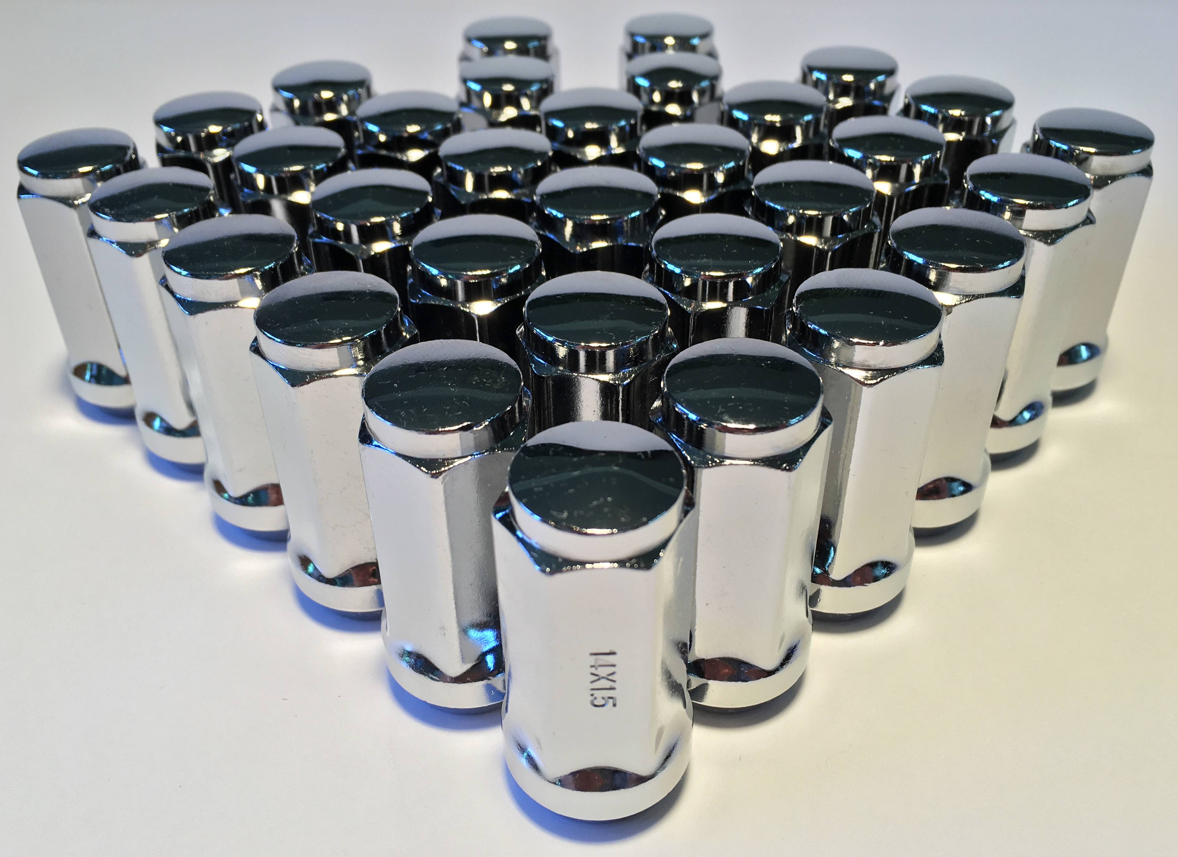 32 Chrome Finish 14x1.5 Long Truck Lug Nuts Chevy GMC Cadilac Hummer 1. ...