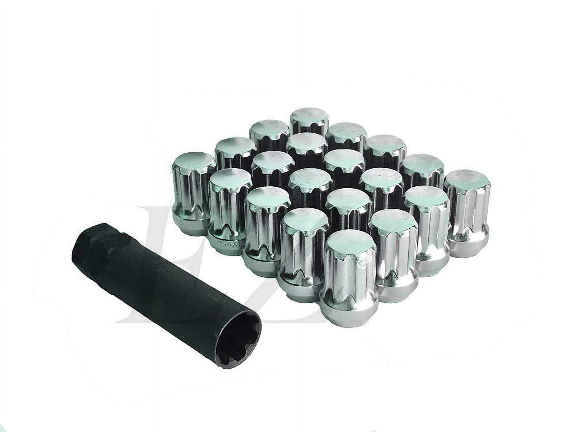 32 Chrome Short Duplex Spline Drive Acorn 14x2 Lug Nut Kit with Key ...