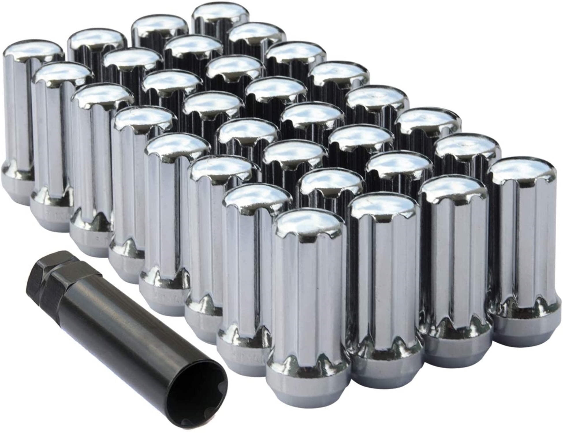 32 Chrome Spline Lug Nuts 14x2.0 Ford F-250 F-350 Super Duty Excursion ...