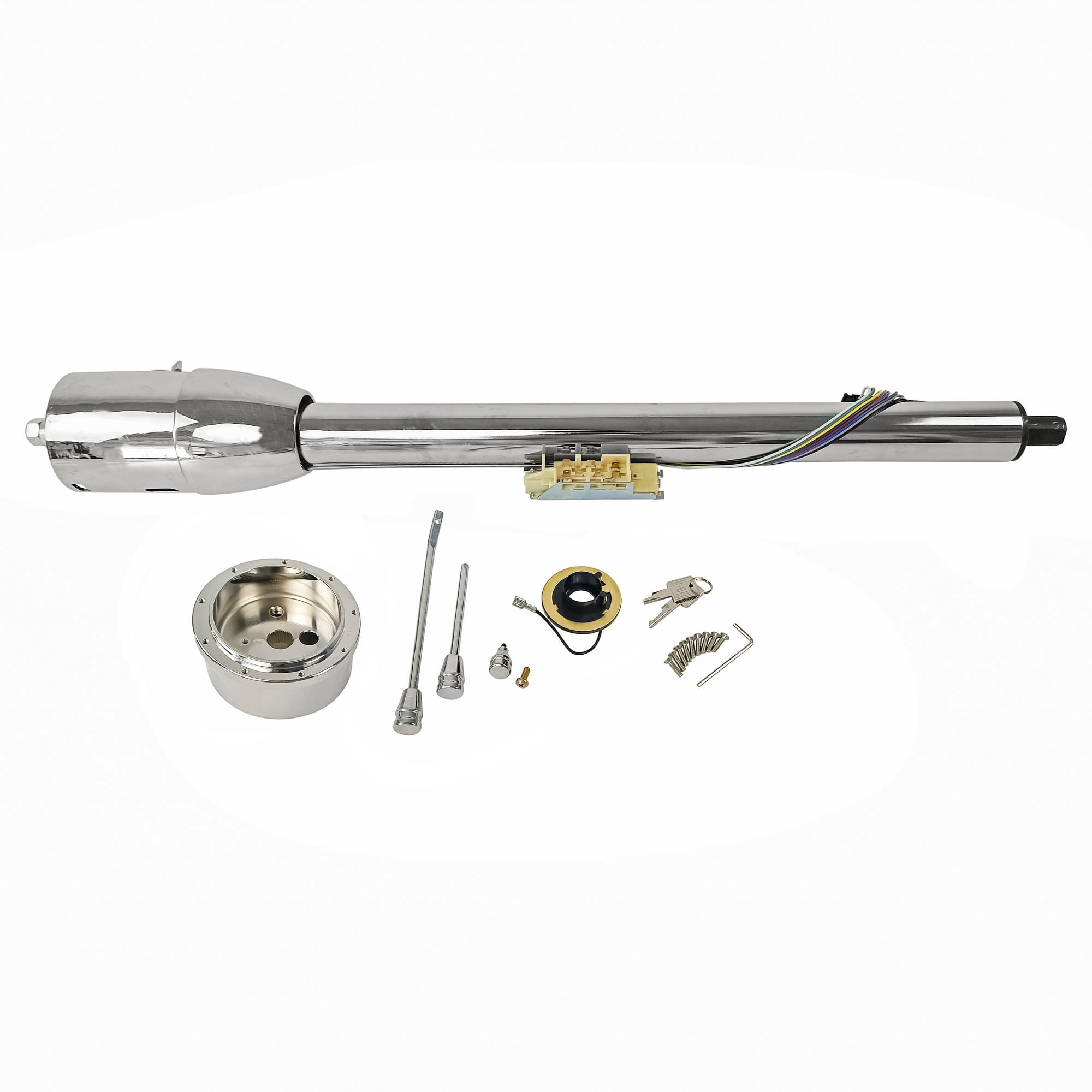 32" Chrome Stainless Steering Column Manual Floor Shift Ignition Key ...