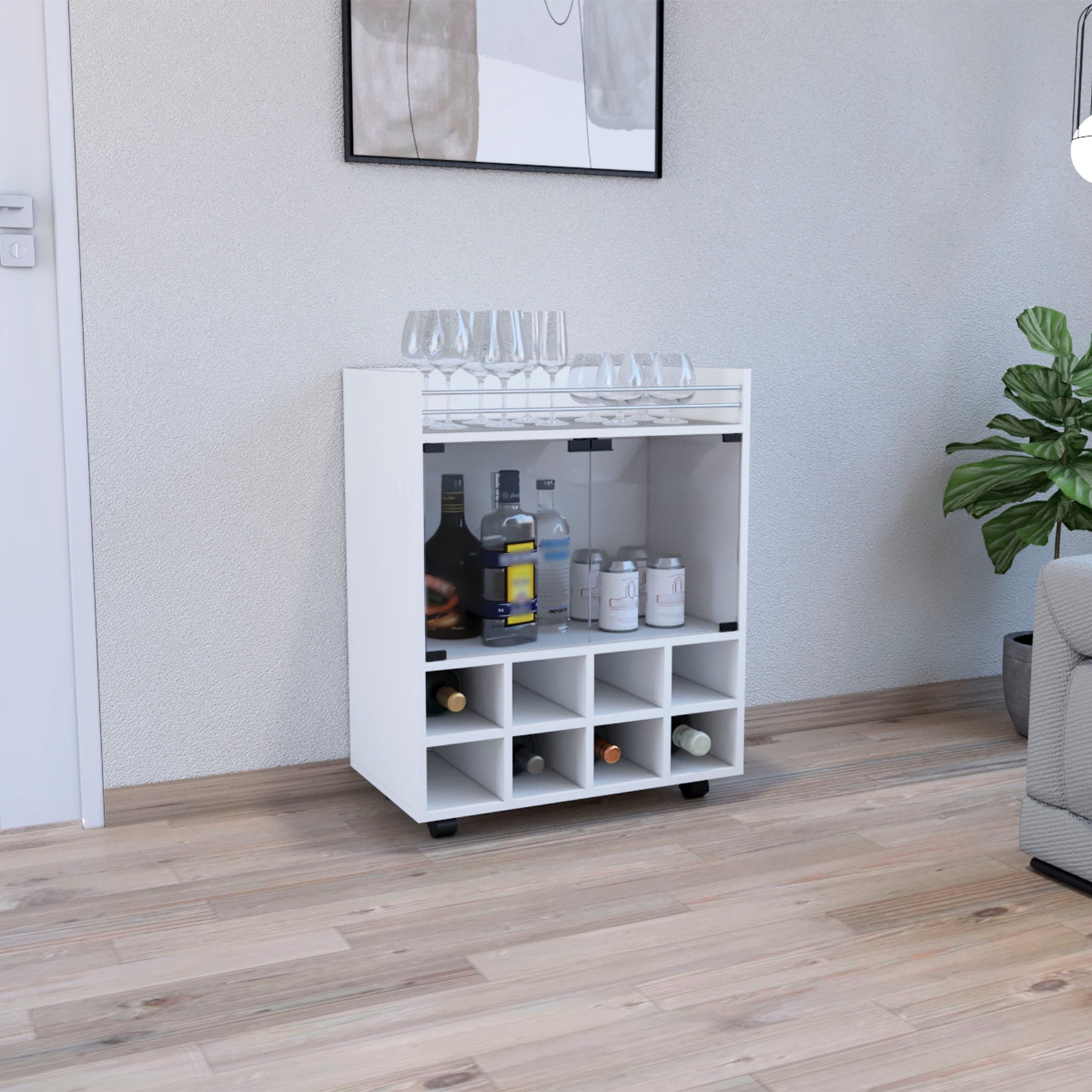32" Coffee Cart with Double Glass Cabinet - Showcase Your Premium ...