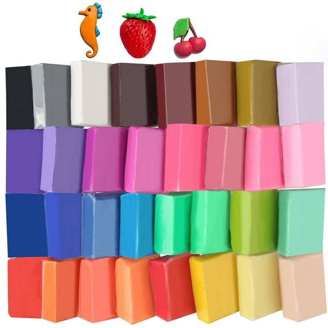 32 Colors Small Block Polymer Clay Set Oven Bake Clay Non-Toxic Molding ...