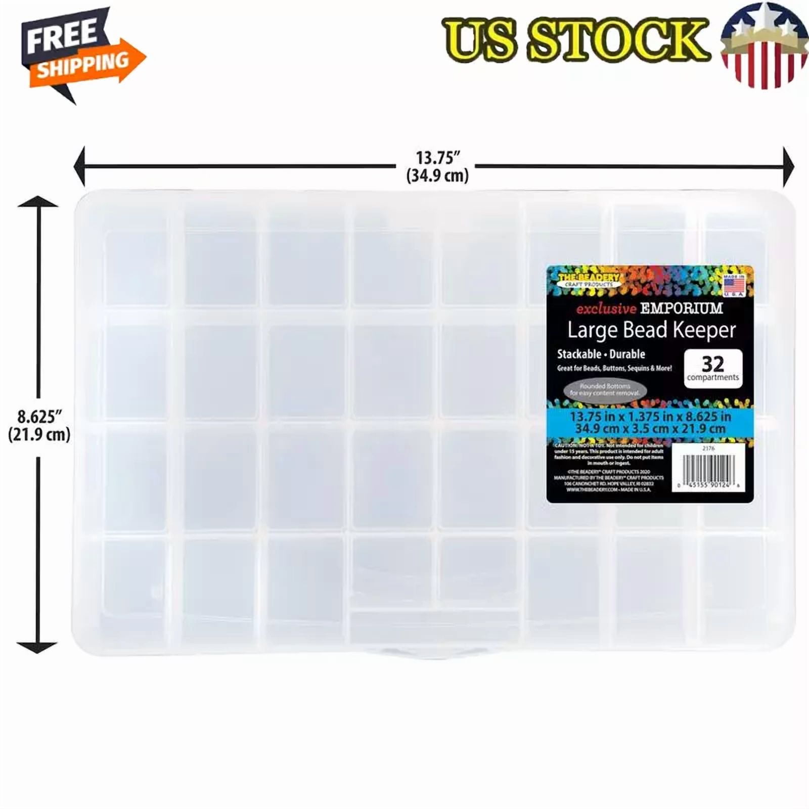 32 Compartment Clear Plastic Storage Box Crafts Organization ...