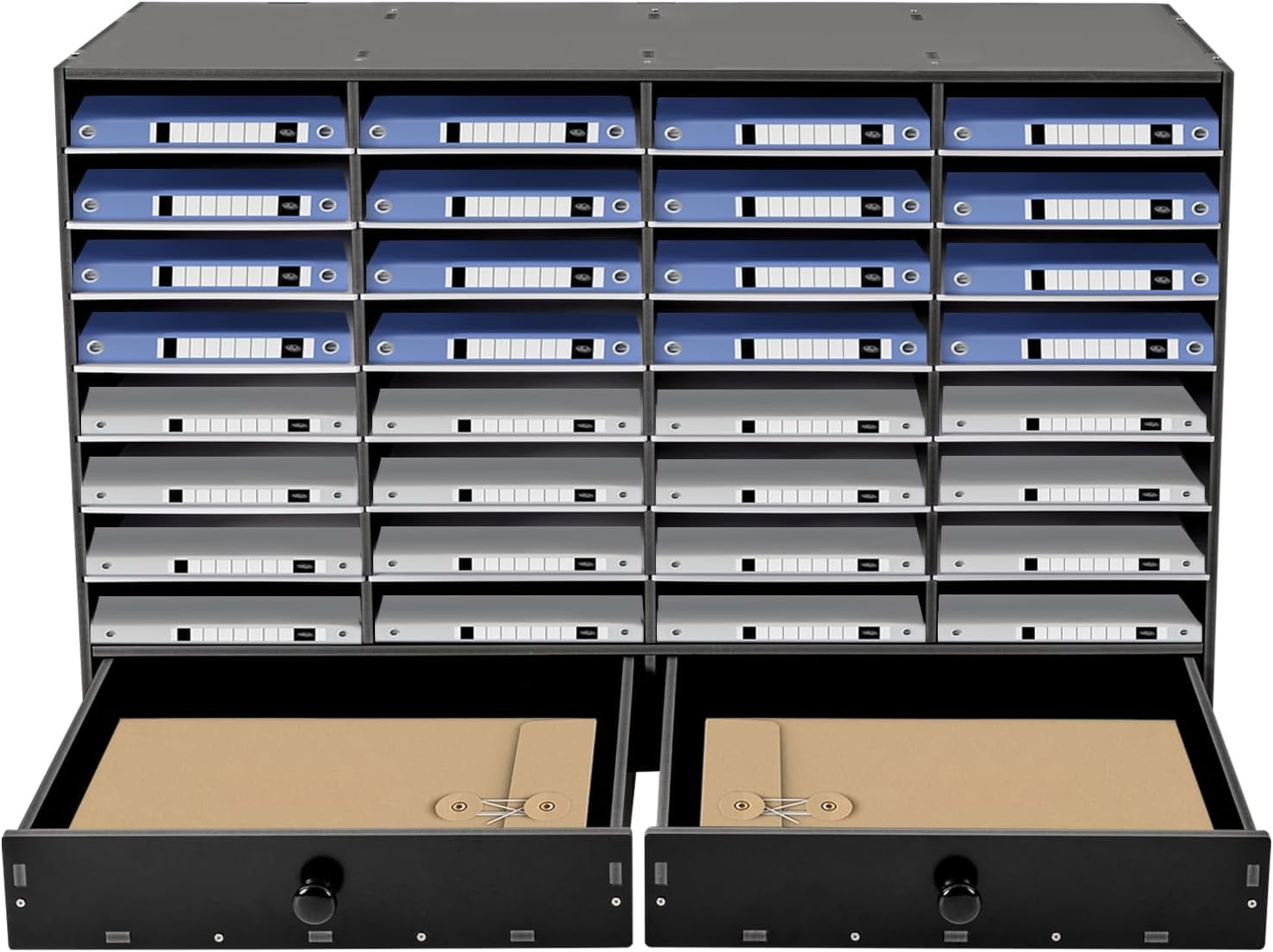 32 Compartment Literature Organizer with 2 Drawers, Mail Sorter ...