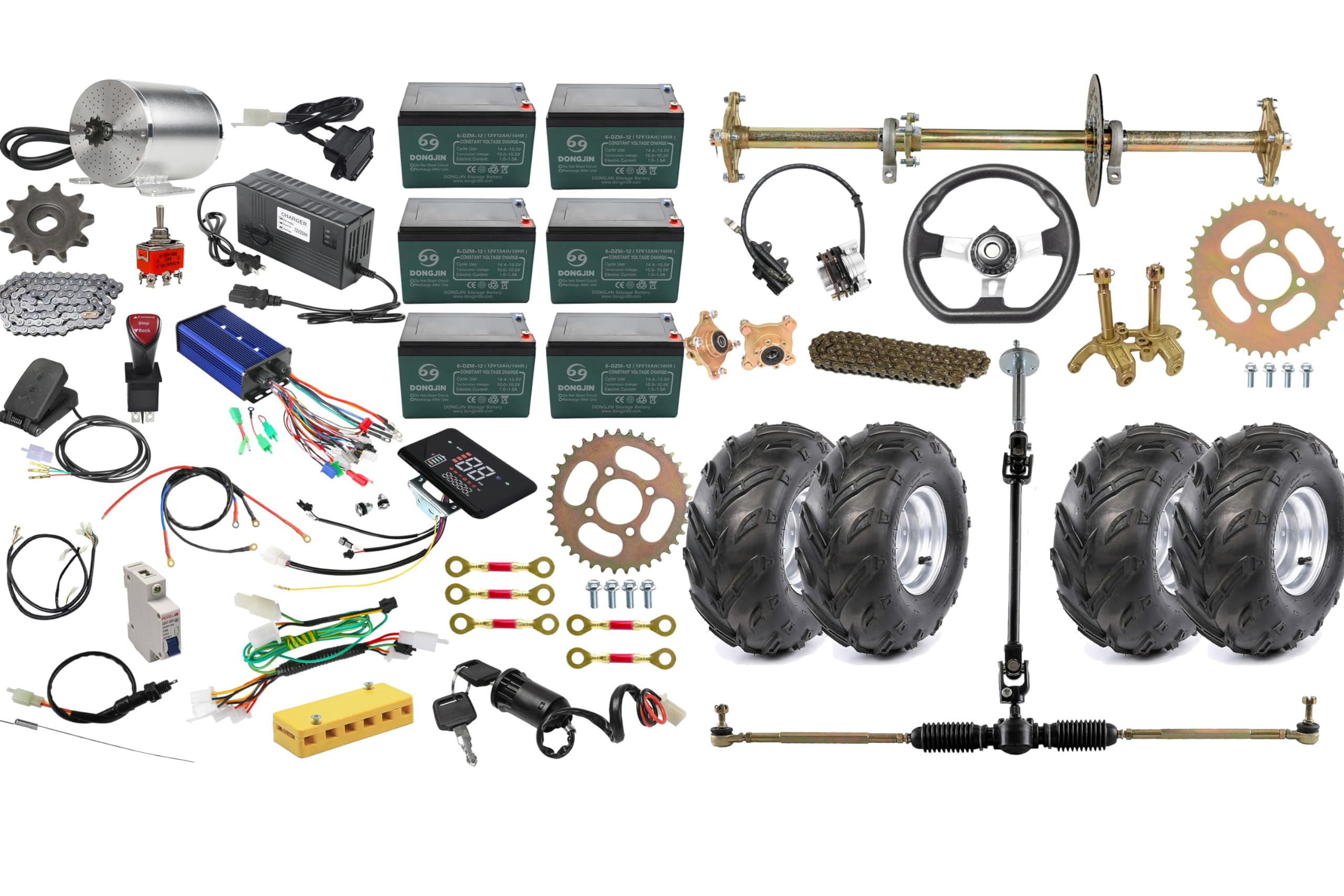 32" Complete Go Kart Rear Axle Kit Steering & 72V 3000W Electric Motor ...