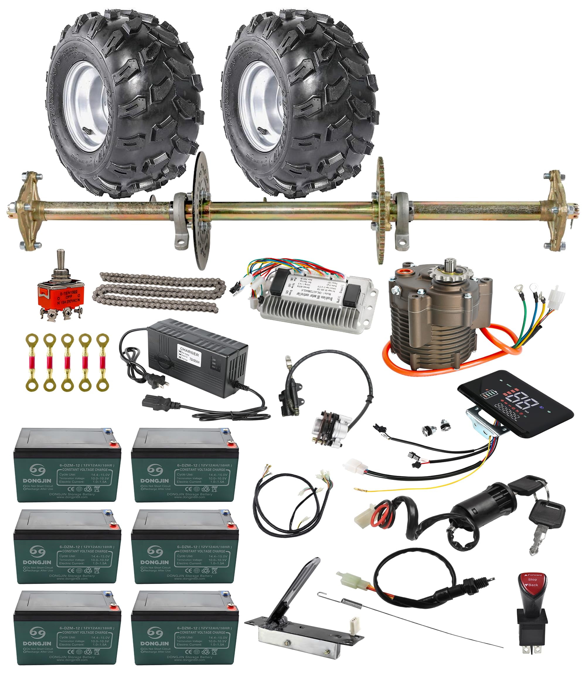 32" Complete Rear Axle Kit & 8" Wheels & 72V 1000W Brushless Motor Kit ...