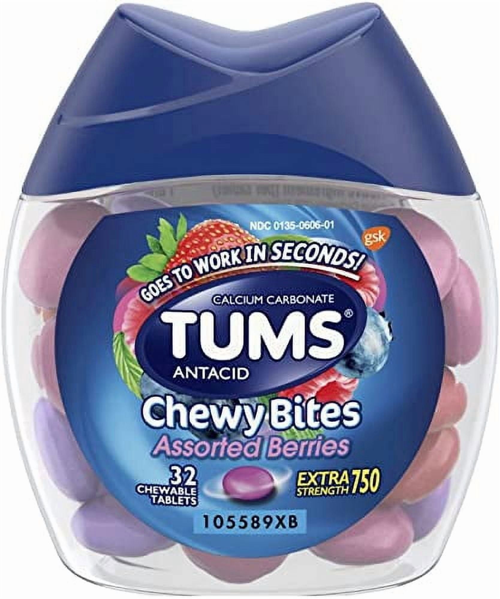 TUMS Chewy Tablets, 32 Count, Assorted Berries, Extra Strength ...