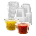 32 Ct Mini Cups with Lids 2.5oz Plastic Ramekin Sauce Shot Glasses ...