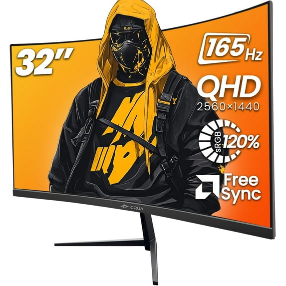 32" Curved Gaming Monitor, 2K QHD 2560x1440P, 144Hz/165Hz Computer ...