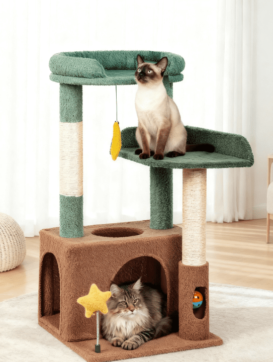 Purrlato, Cat Tree Condo, 32", Tall Tower with Sisal Scratching Posts ...
