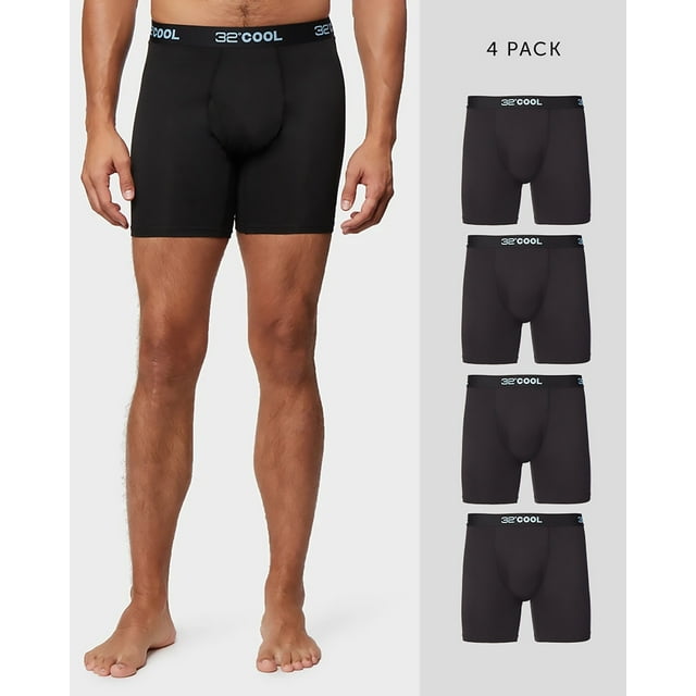 32 DEGREES COOL Mens 4-PACK Quick Dry Performance Boxer Brief With ...