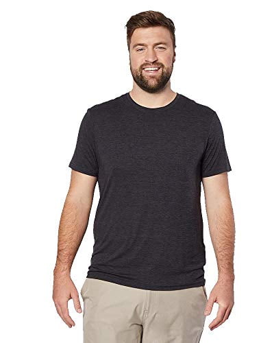 32 DEGREES Mens Cool Solid Crew Neck Tee Shirt, Black Space Dye, Size ...