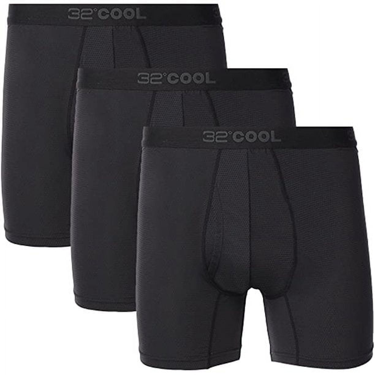 32 Degrees Cool Men's 3-Pack Comfort Mesh Boxer Brief | Black, X-Large ...