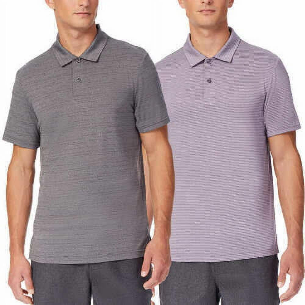 32 Degrees Cool Men's Performance Polo Shirts 2-Pack, Gray/ Purple ...
