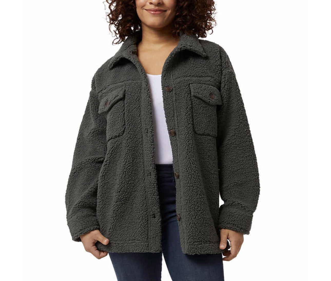 32 Degrees Heat Ladies' Size XL/XXL, Sherpa Cozy Shirt Jacket, Green ...