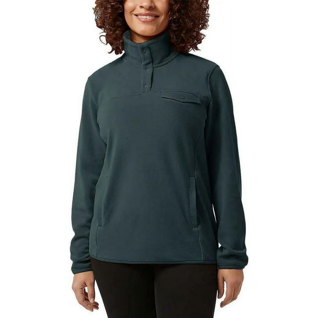 32 Degrees Heat Women's 1/4 Snap Fleece Pullover Woodland Grey XXL ...