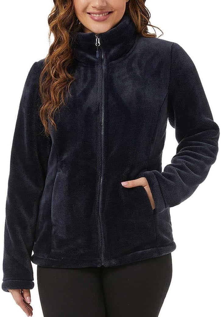 32 Degrees Heat Women's Full Zip Plush Jacket (Storm Blue, Large ...