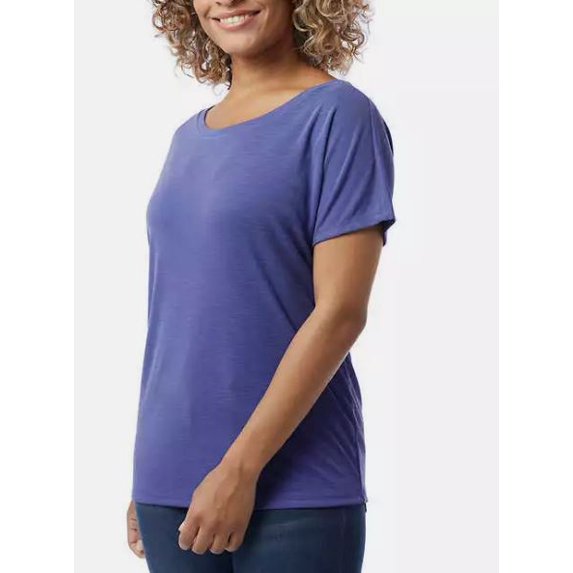32 Degrees Ladies' Short Sleeve Ribbed Top, Purple XL - Walmart.com