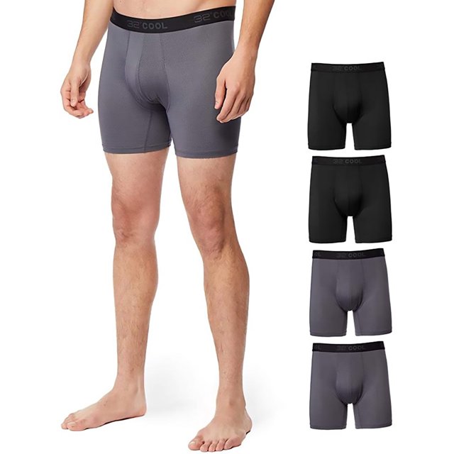 32 Degrees Men's 4-Pack Active Mesh Boxer Brief - 2 Black/2 Charcoal ...