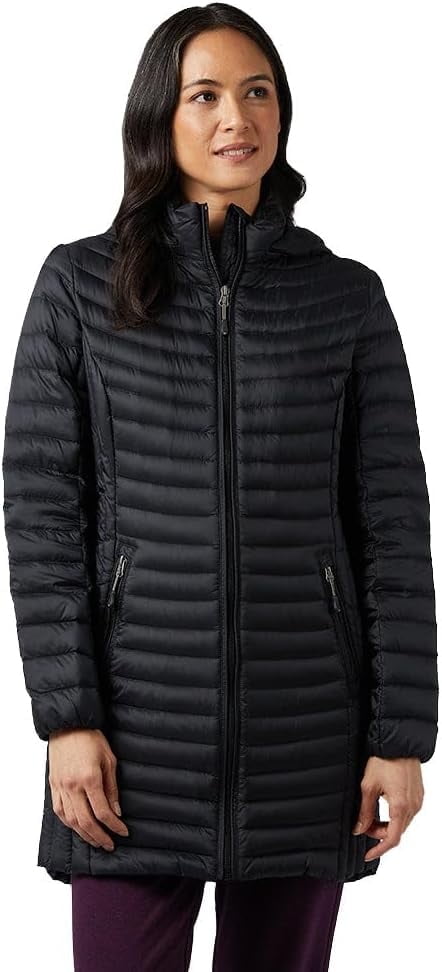 32 Degrees Women's Ultra-Light Down Jacket, Slim Fit, Detachable Hood, Water Repellent, Women's ...