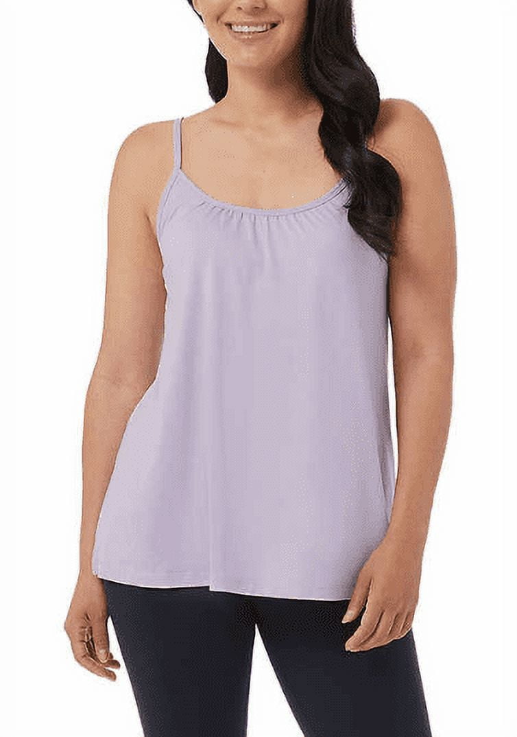 32 Degrees Women's Cool Flowy Bra Cami with Built-in Cups Heather Lilac ...