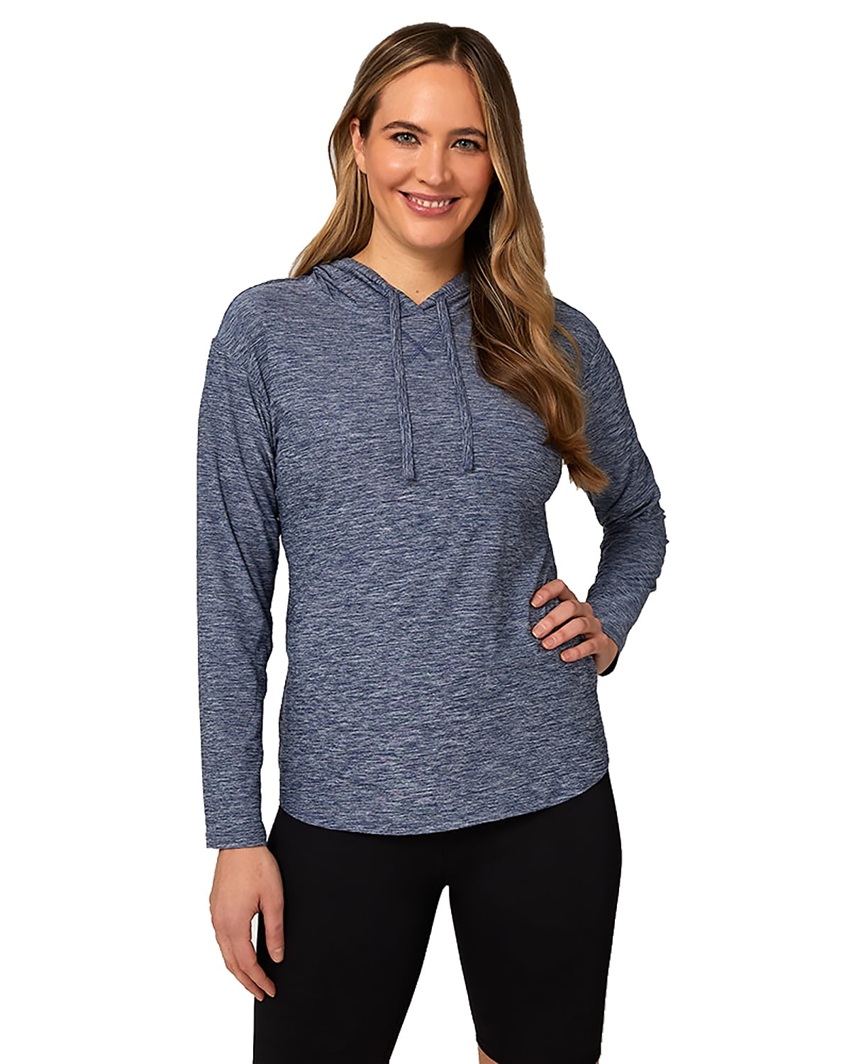 32 Degrees Women's Cool Long-Sleeve Hooded T-Shirt - Inky Indigo ...