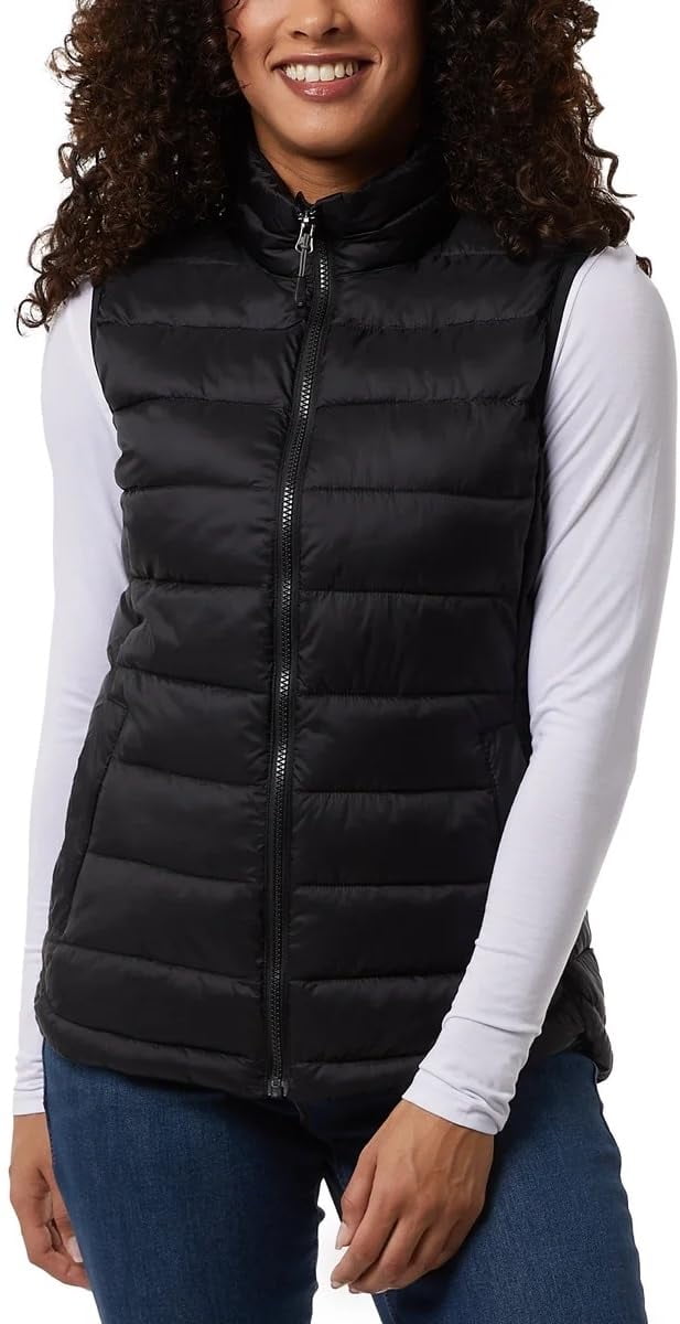 32 Degrees Women's' Vest Leightweight Zipper Hand Pocket (Black, S ...