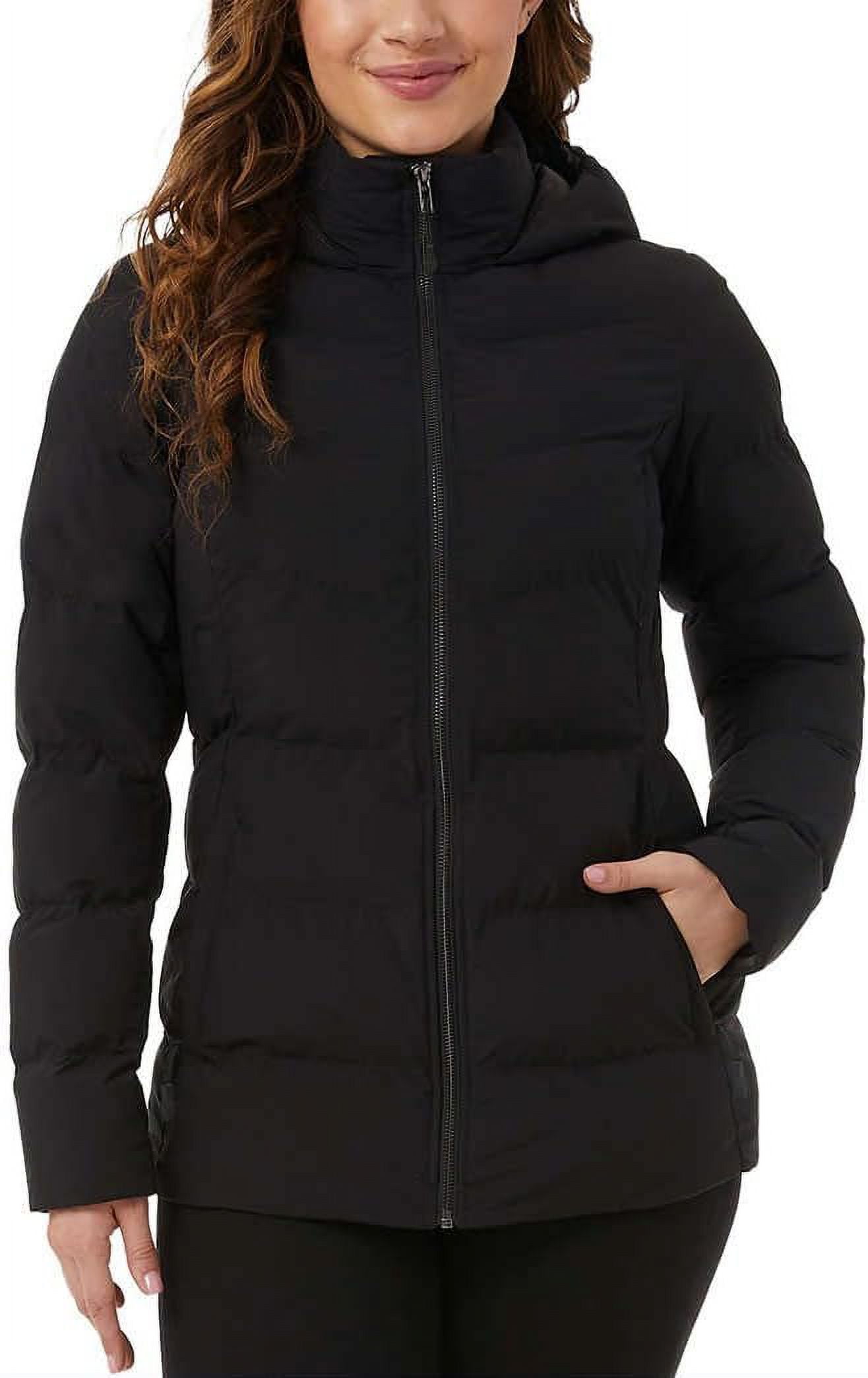 32 Degrees Womens Wide Channel Hooded Puffer Jacket Black XL - Walmart.com