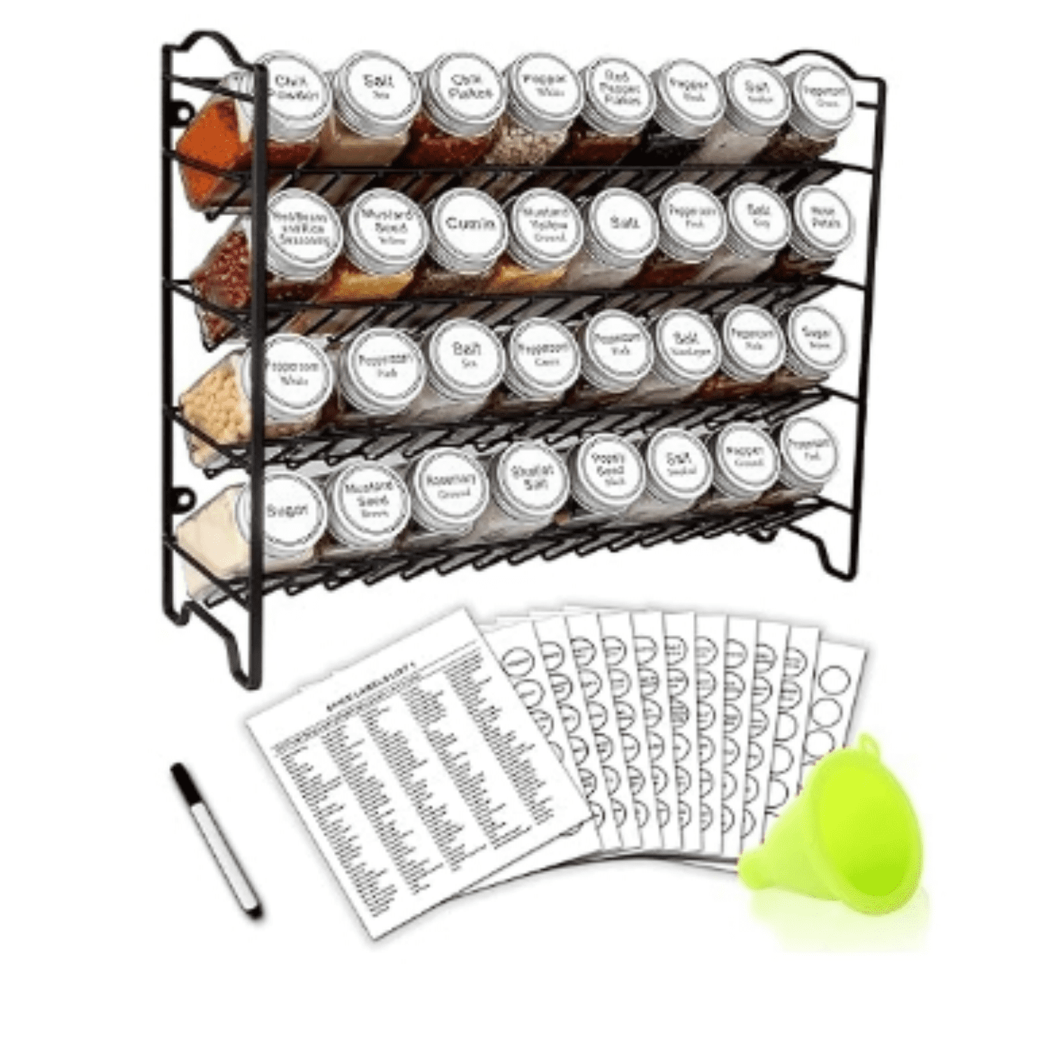 with 32 Empty Square Glass Spice Jars, 386 White Spice Labels with ...
