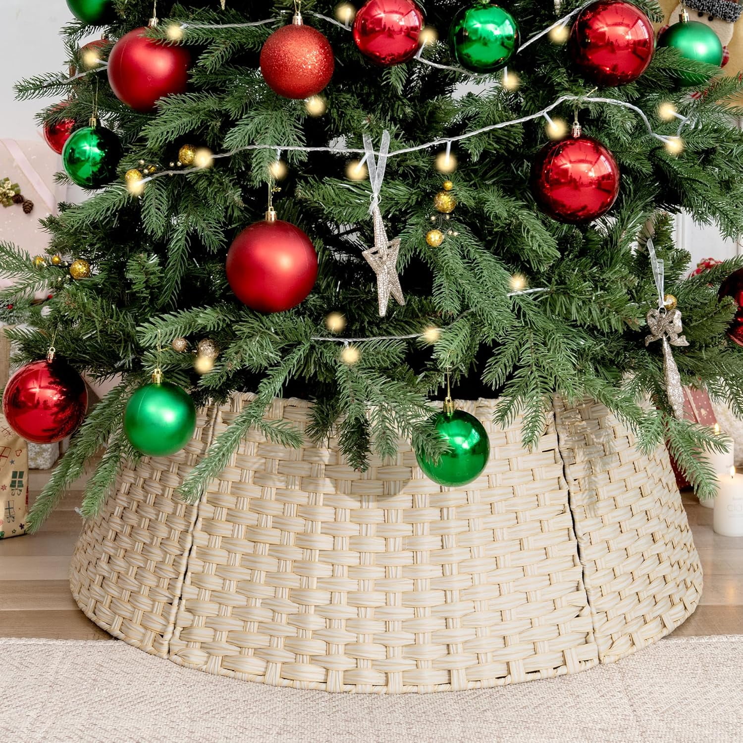 32¾" Extra Large Wicker Christmas Tree Collars for Artificial Trees, 5 ...