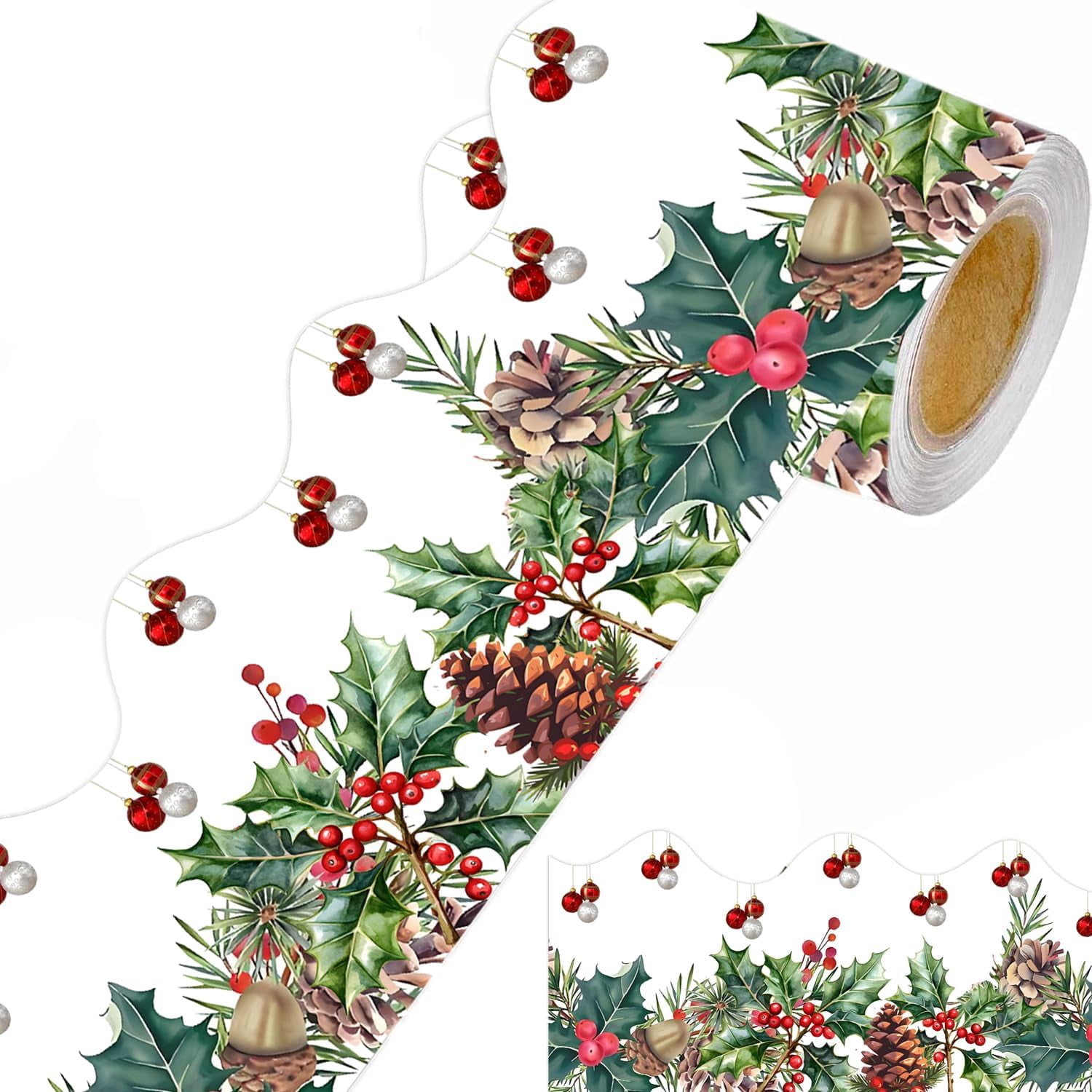 32 FT Poinsettiaat Trim Garlanded Border Borders Christmas Poinsettiaat ...