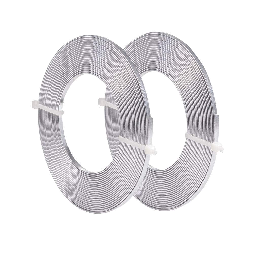 32 Feet 2 Rolls 3mm Wide Flat Jewelry Craft Wire 18 Gauge Aluminum Wire ...