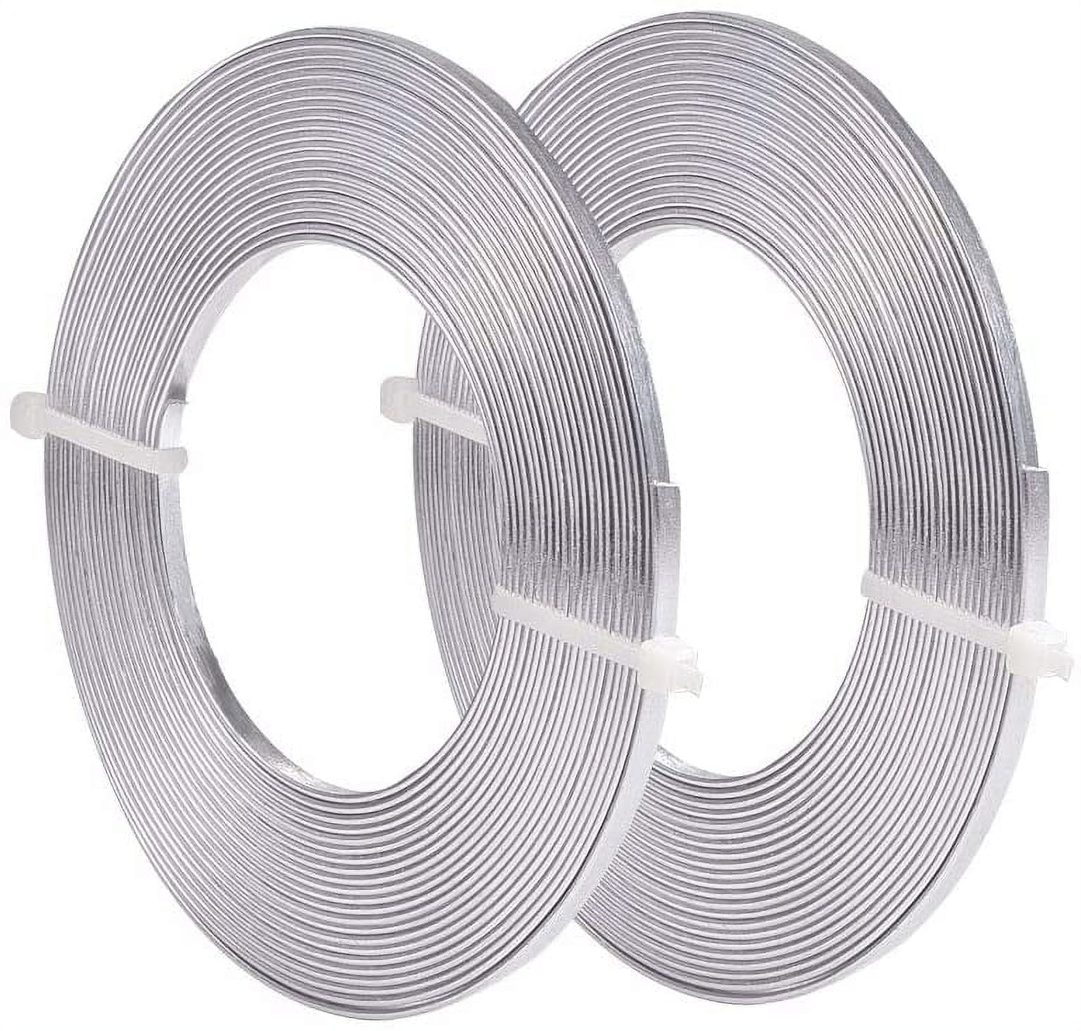 32 Feet 2 Rolls 3mm Wide Flat Jewelry Craft Wire 18 Gauge Aluminum Wire ...