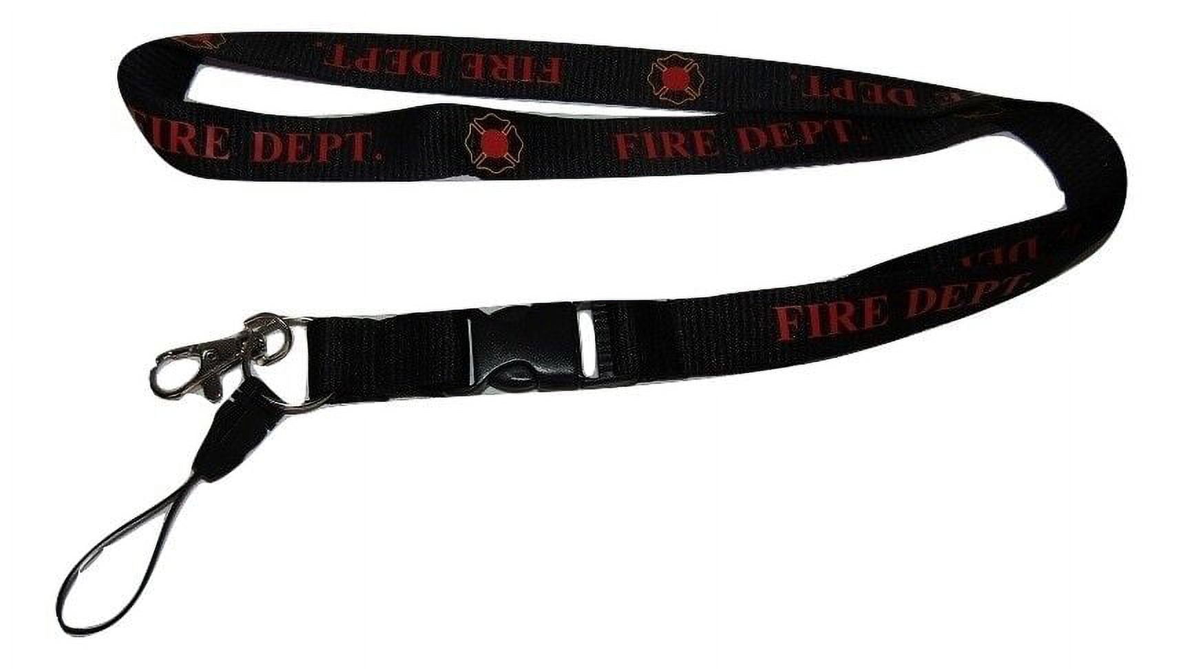32" Fire Department Black/Red Letter Printed Lanyard W/ Detachable Key ...