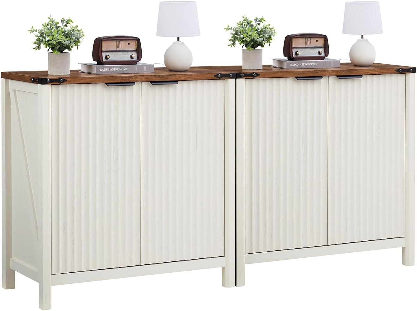 32" Fluted Sideboard Cabinet Set of 2 - Modern Farmhouse Storage ...