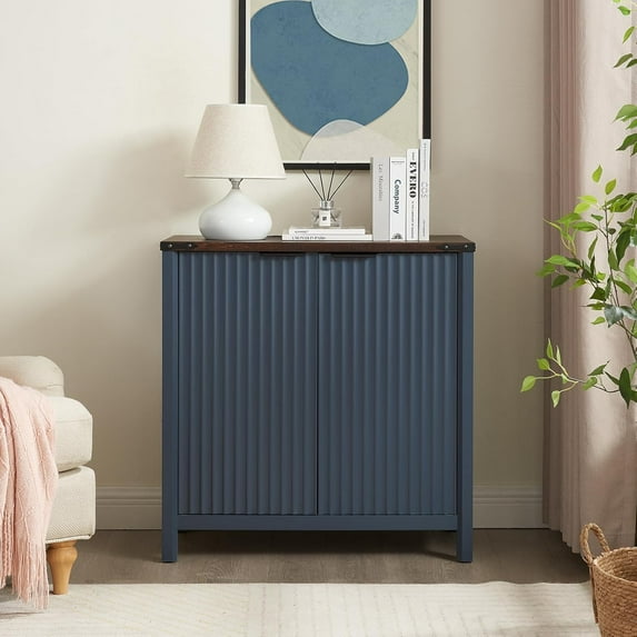 32 Fluted Sideboard Storage Cabinet Buffet - 7-Level Adjustable Shelves ...