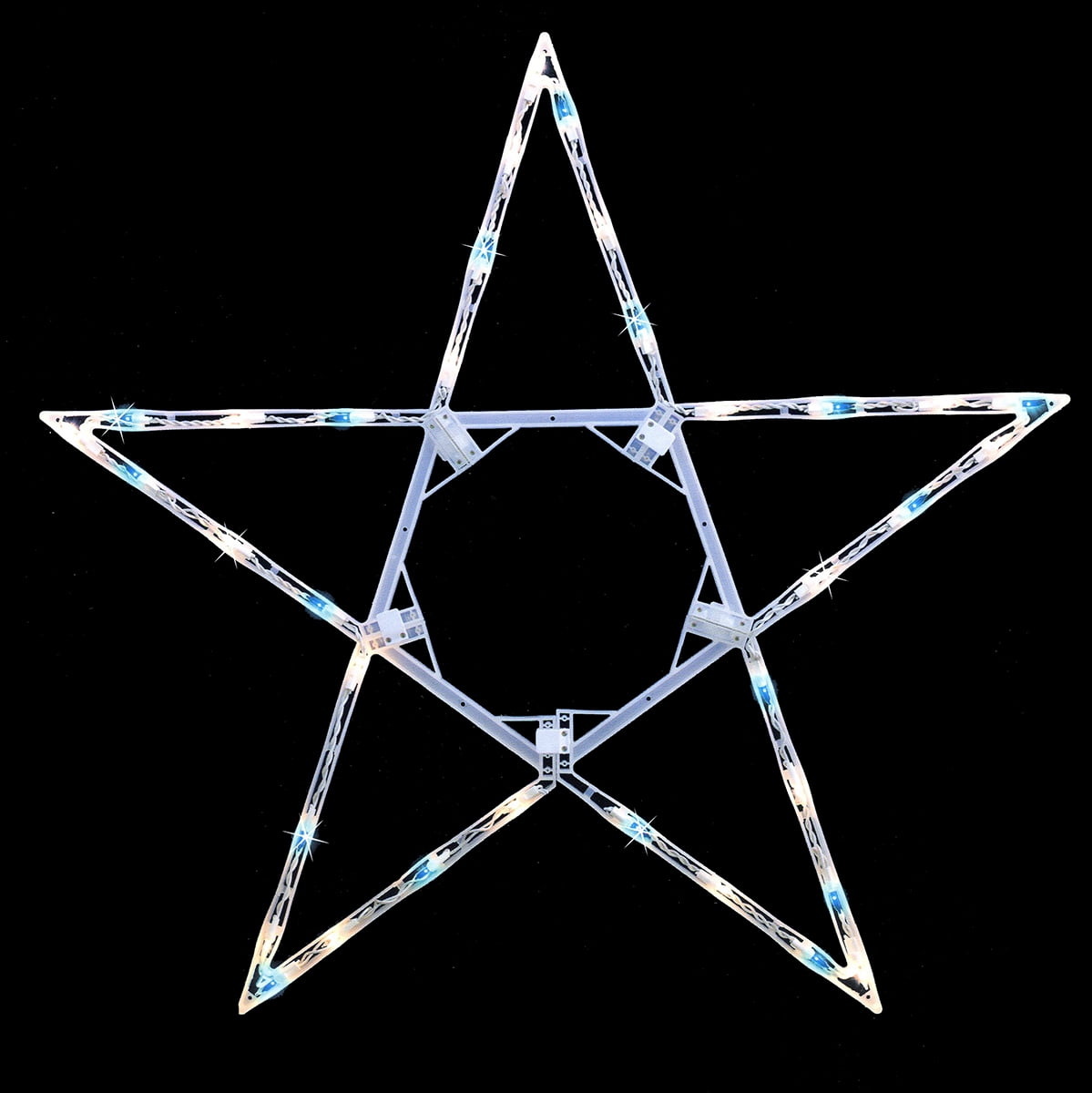 32" Folding Lighted Twinkling Star Christmas Window Decoration - Blue ...