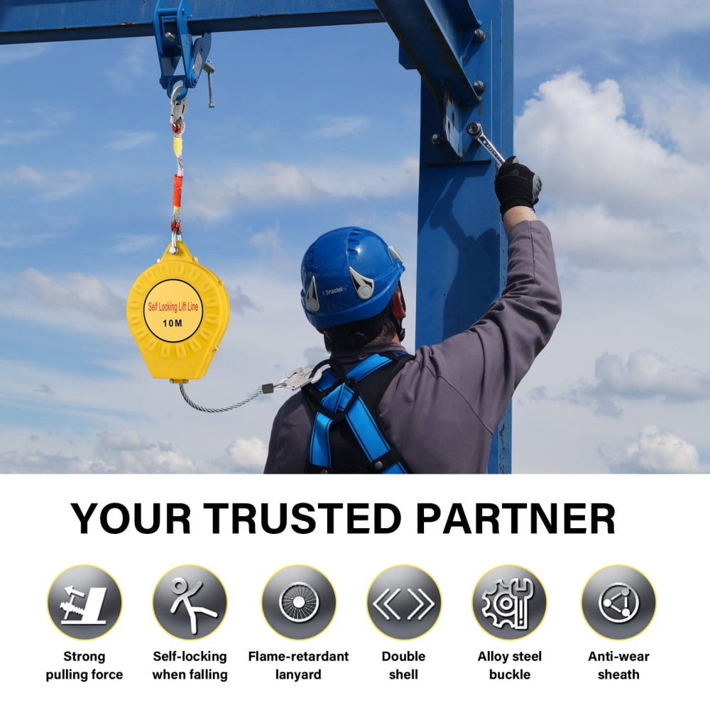 32 Ft Self Retracting Lifeline 330lbs Fall Arrester Fall Protection w ...