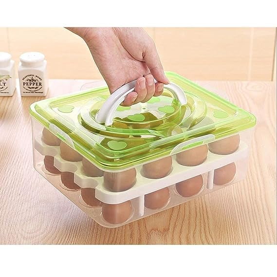 32 GRID EGG STORAGE BOX VIDORA Styleys Double Layer Plastic 32 Grid Egg ...