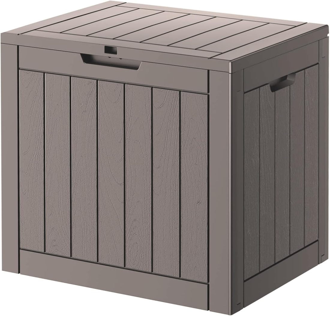 32 Gallon Deck Box Lockable Resin Indoor Outdoor Storage Box waterproof ...
