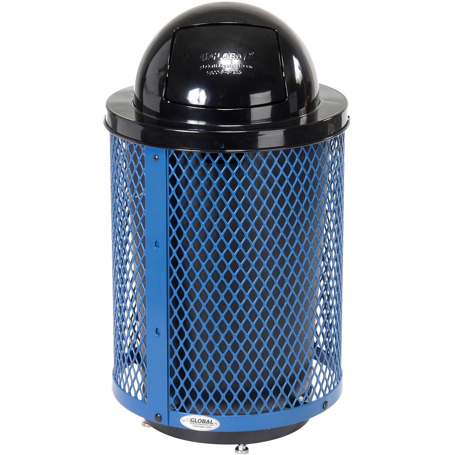 36 Gallon Deluxe Thermoplastic Mesh Receptacle w/Dome Lid & Base, Blue ...
