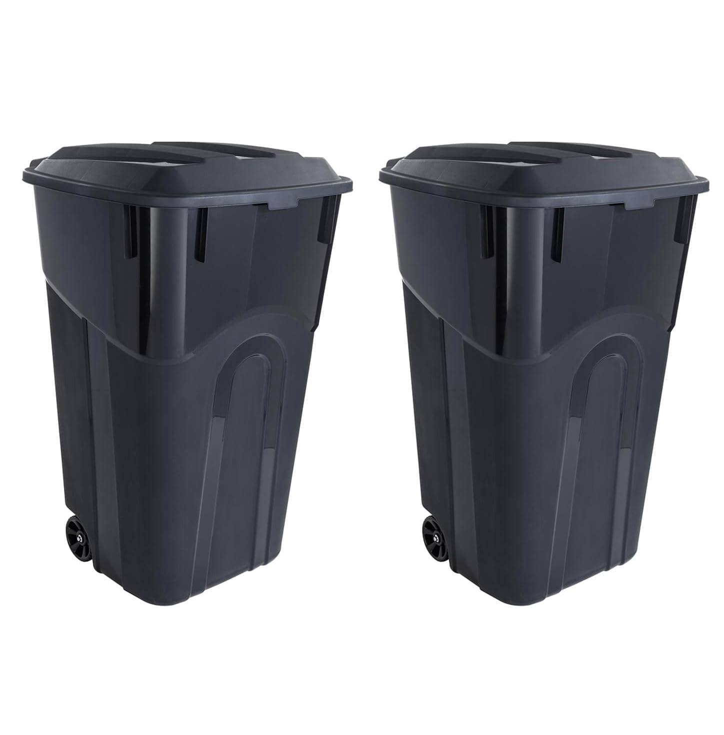 32 Gallon Heavy Duty Wheeled Plastic Garbage Can with Attached Lid and ...
